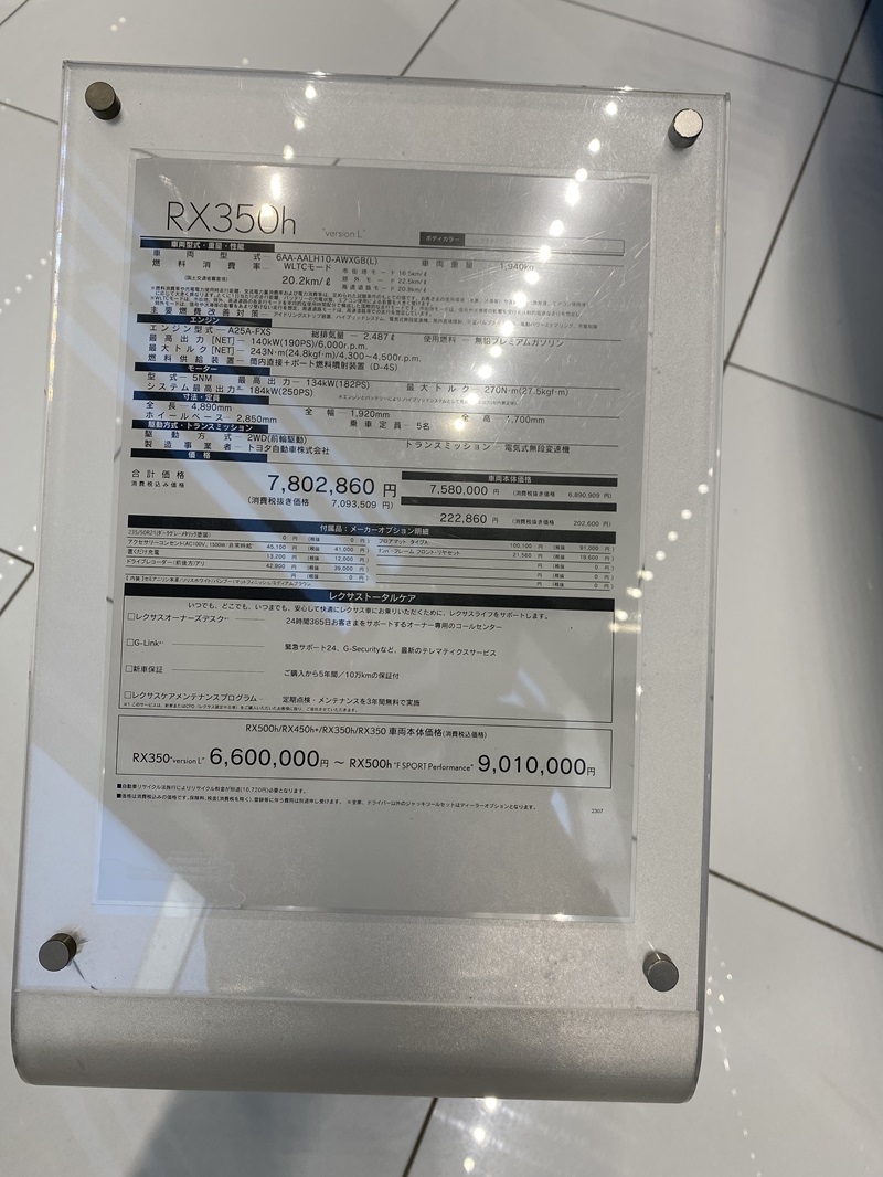 レクサスRX Version L 内装・外装レビュー